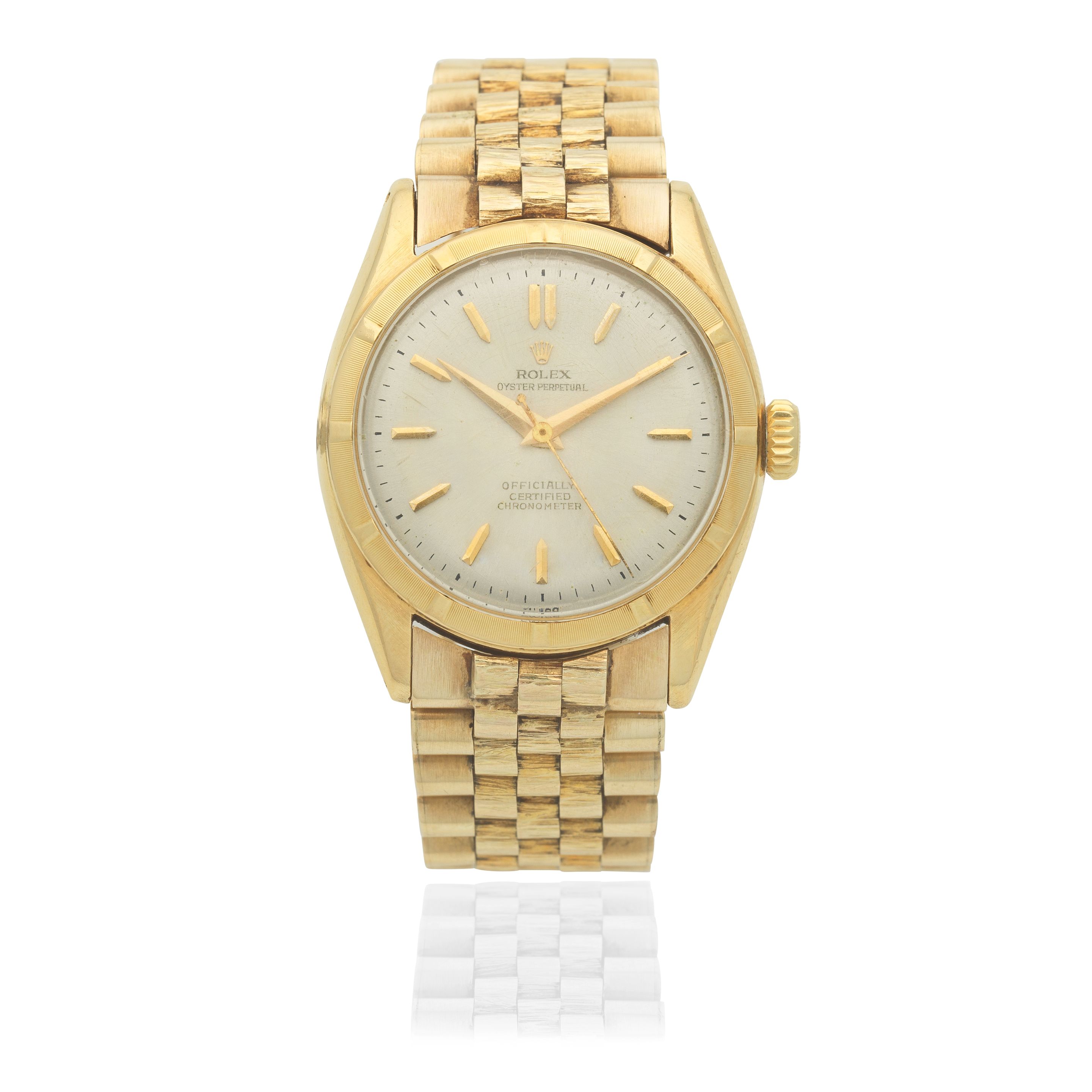 Bonhams : Rolex. An 18K gold automatic bracelet watch Oyster Perpetual ...