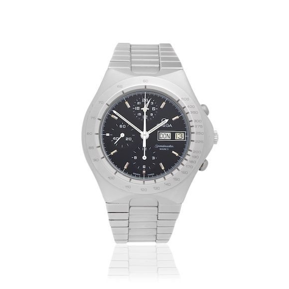 Bonhams : Omega. A stainless steel automatic calendar chronograph ...