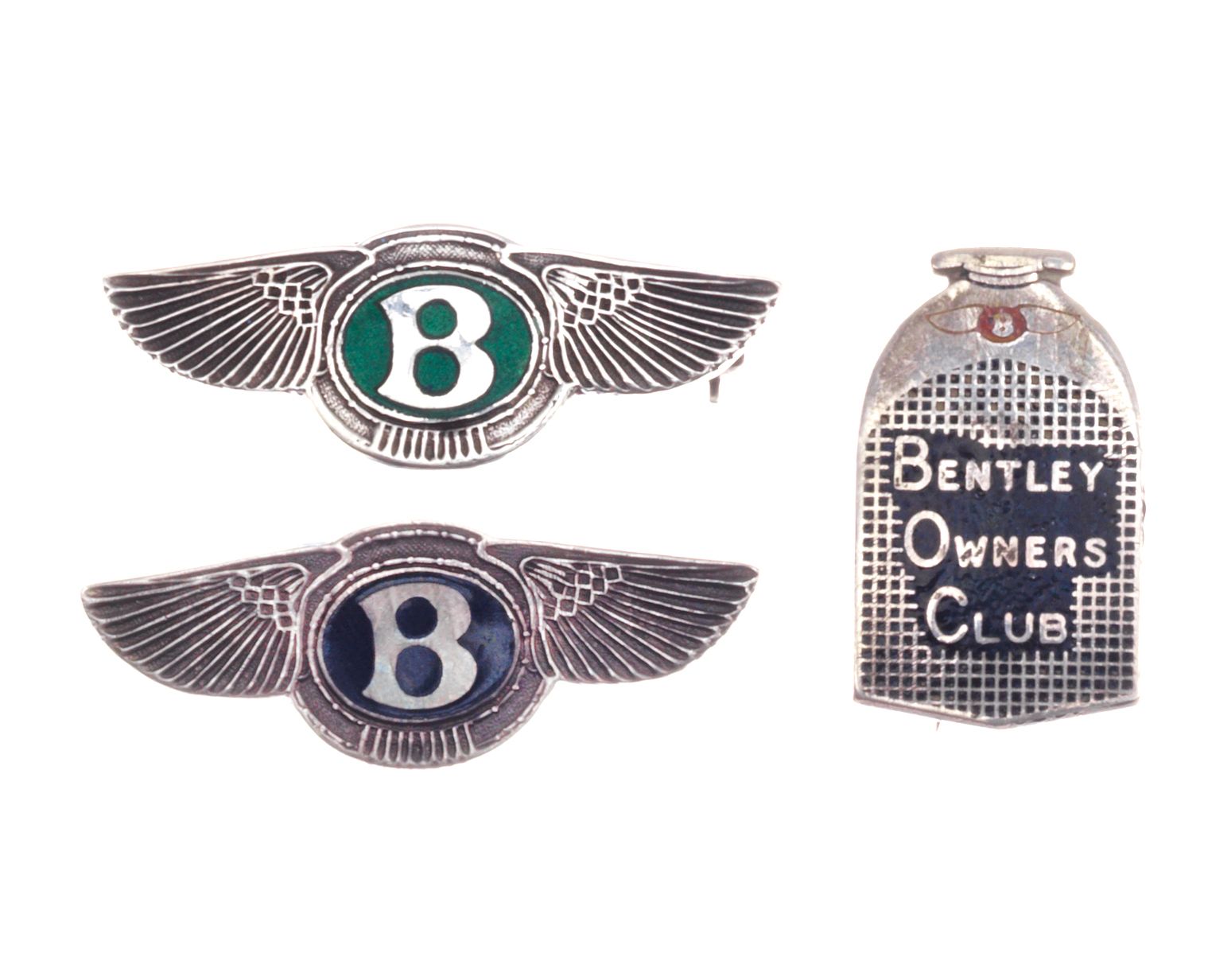 Bonhams Cars : Two silver Bentley 'Winged B' lapel badge, hallmarked ...