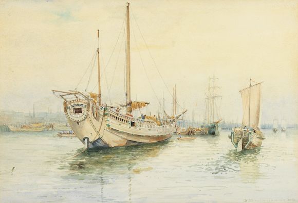 Bonhams : G. Brockelbank (Late 19th Century) Junks in Shanghai harbour