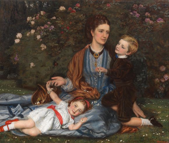 Bonhams : Arthur Hughes (British, 1832-1915) Portrait of Mrs Waring ...