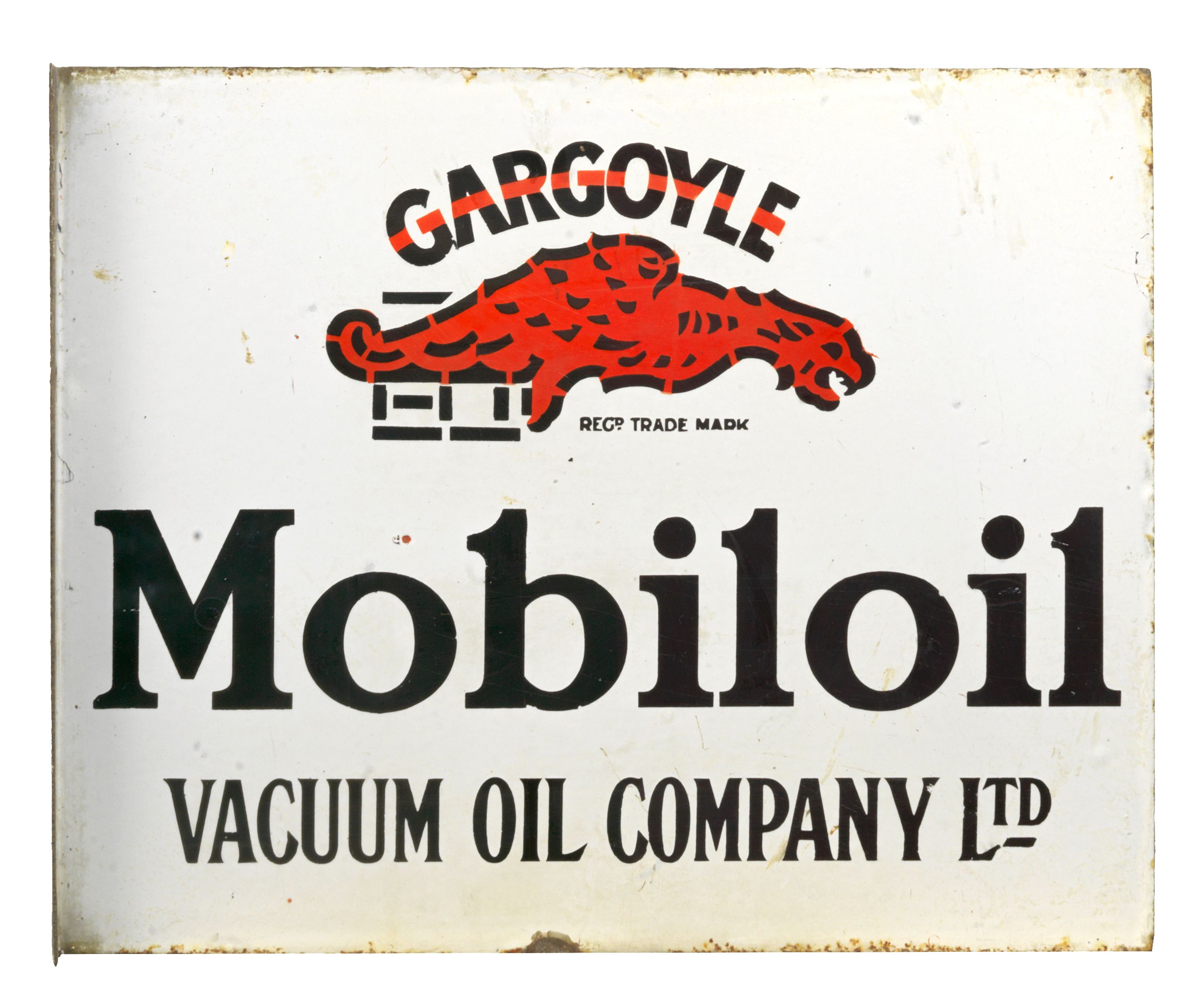 Bonhams Cars : A Gargoyle Mobiloil double-sided flange-mounting enamel ...