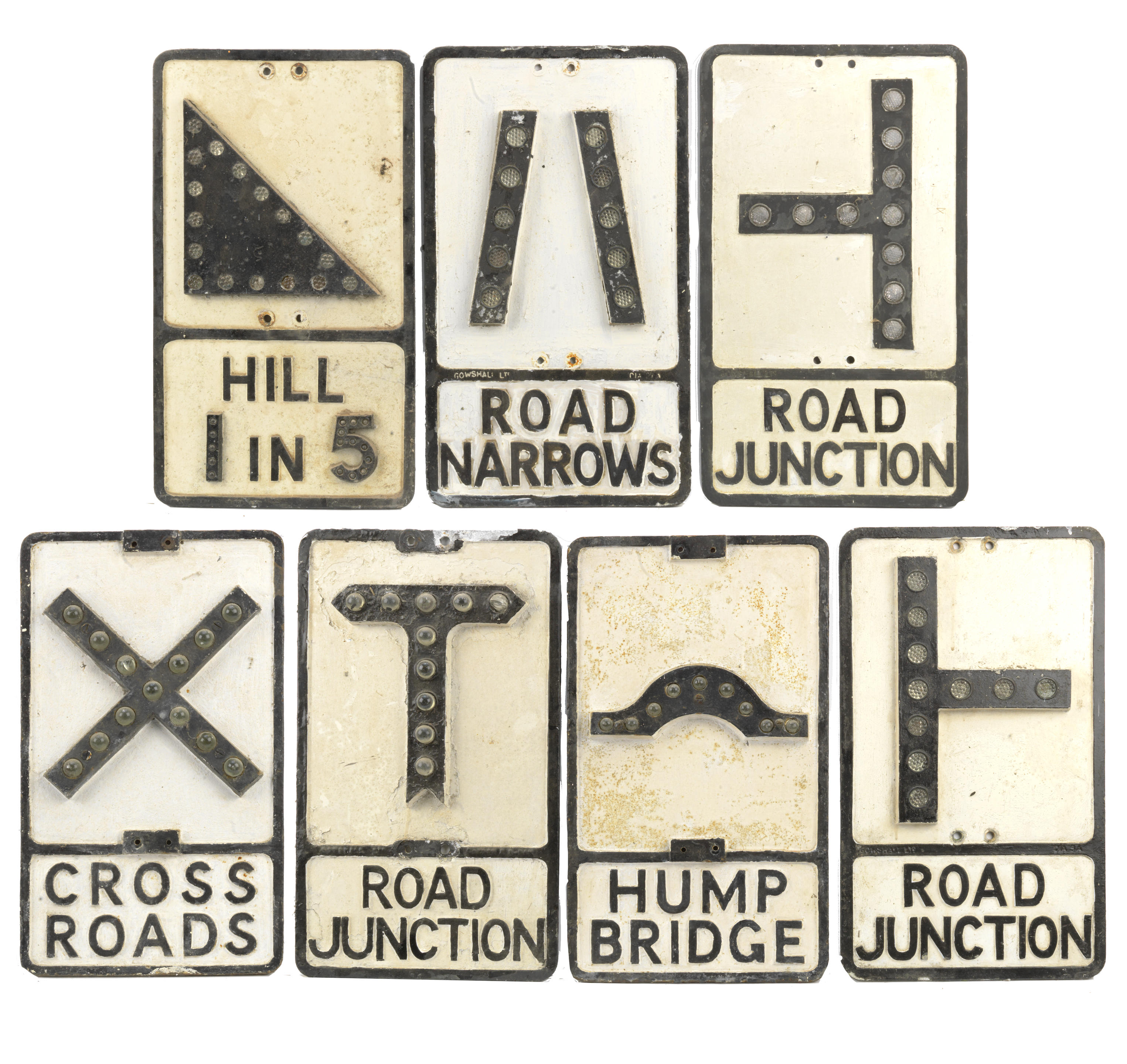 Bonhams Cars : Seven road signs with reflectors, ((7))