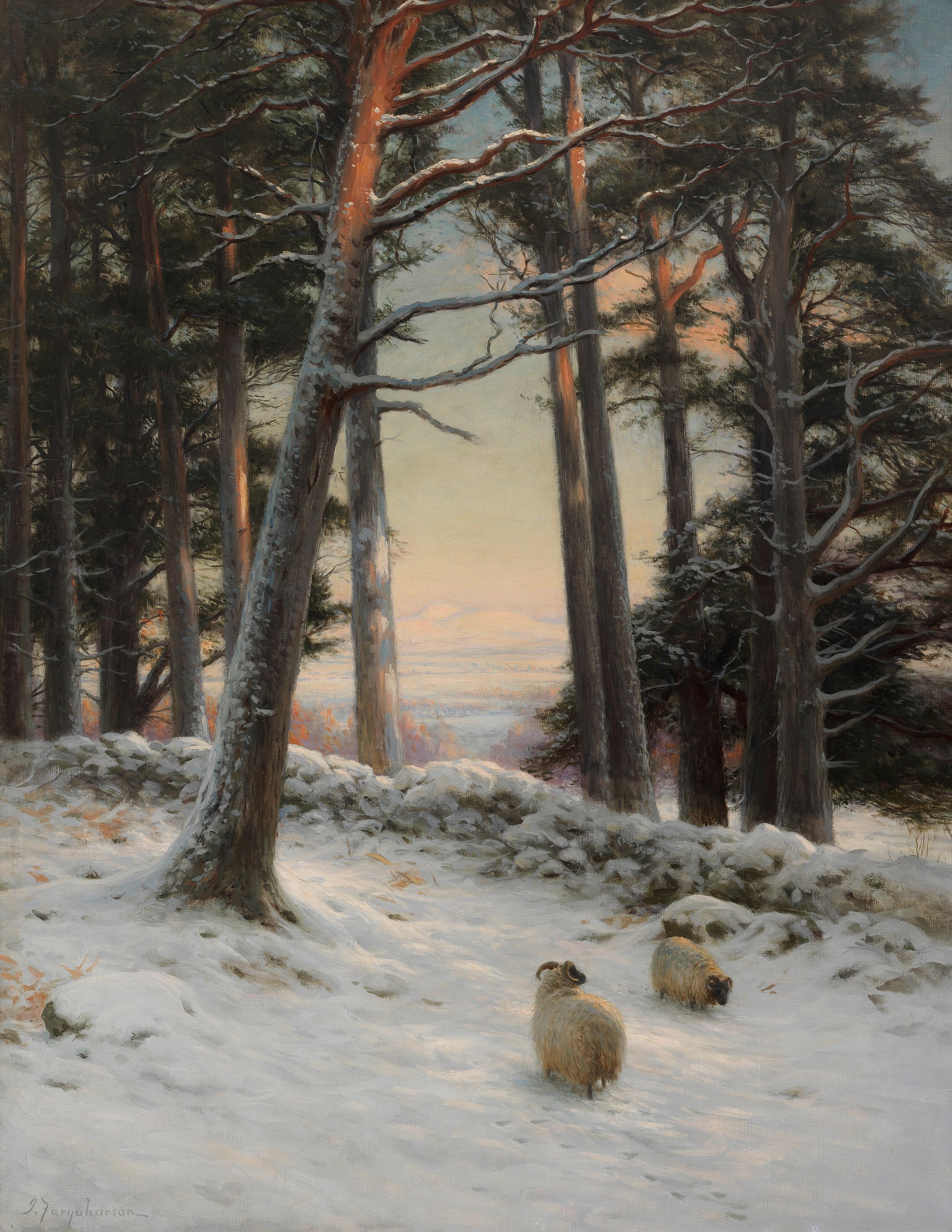 Bonhams : Joseph Farquharson RA (British, 1846-1935) Winter Sheep in a ...