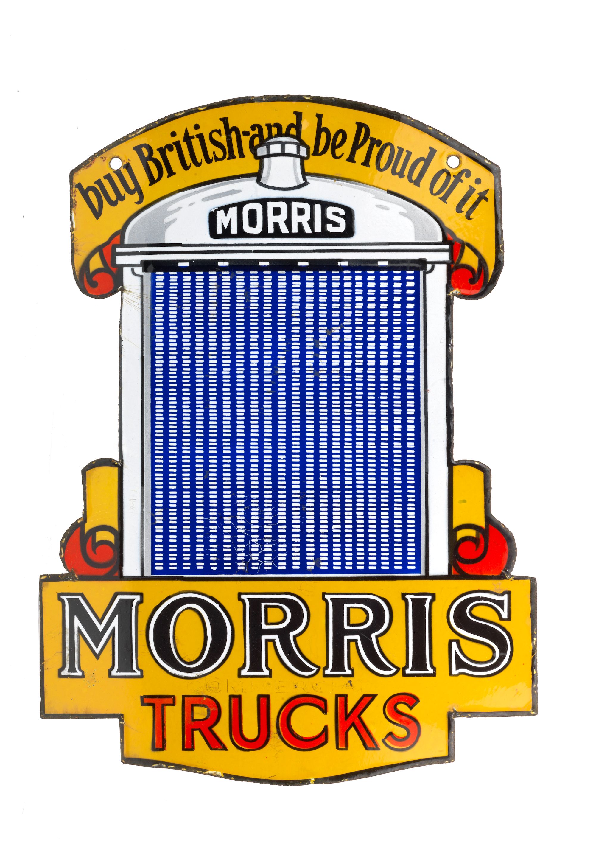 Bonhams Cars : A 'Morris Trucks' double-sided shaped enamel sign, 1930s,