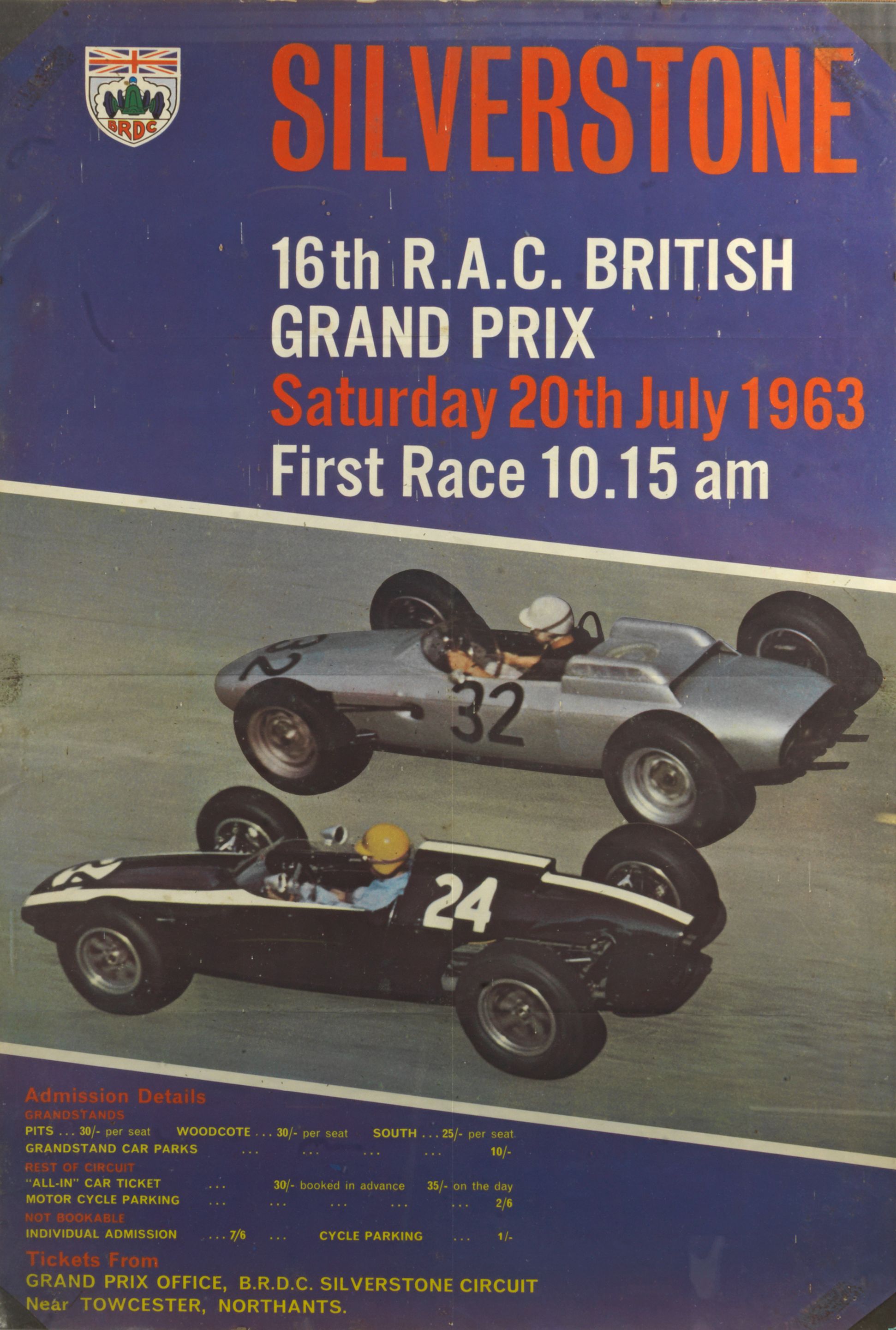 Bonhams Cars : A Silverstone 16th RAC British Grand Prix poster, 20 ...