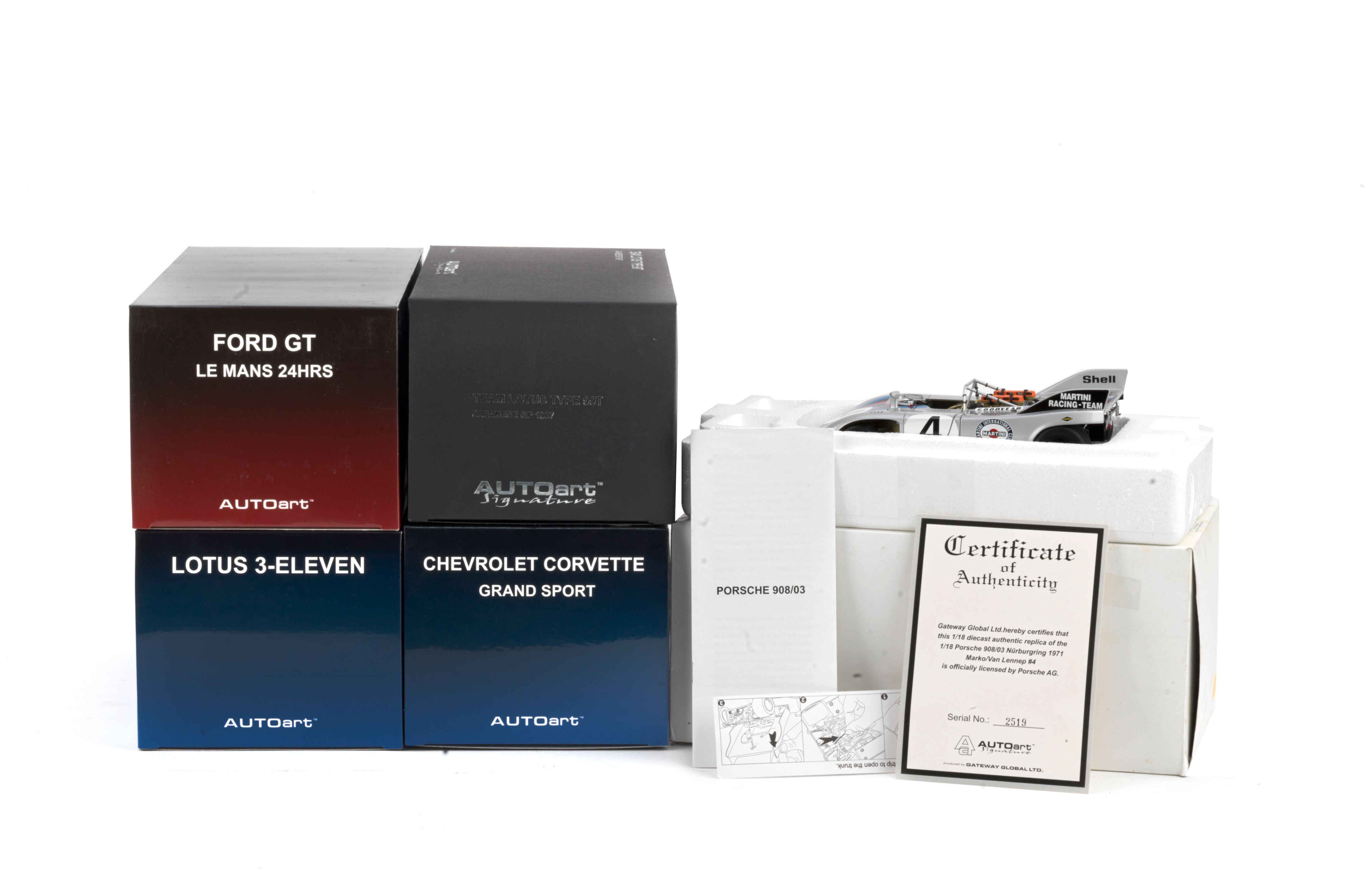 Bonhams Cars : Five boxed 1:18 scale model cars by Autoart, ((5))