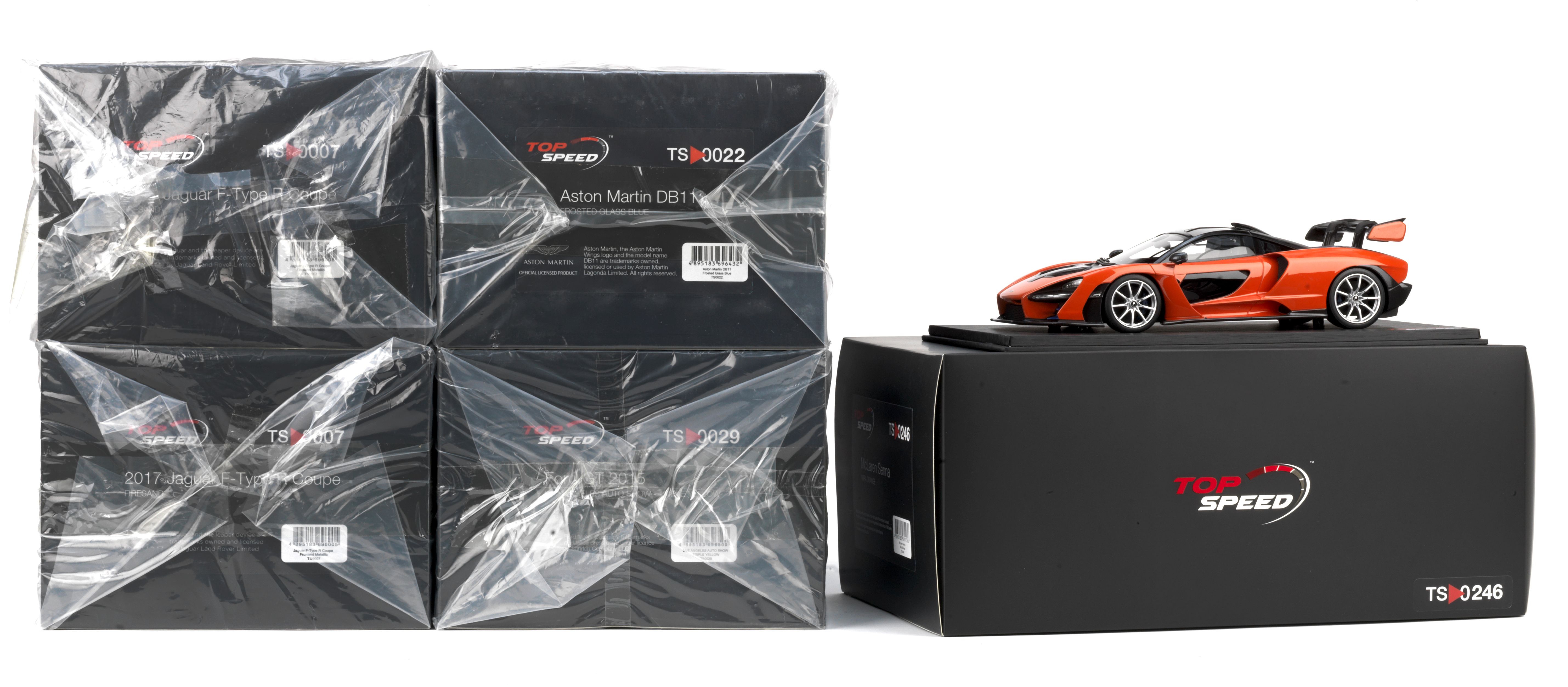 Bonhams Cars : Five boxed 1:18 scale model cars by Top Speed, ((5))