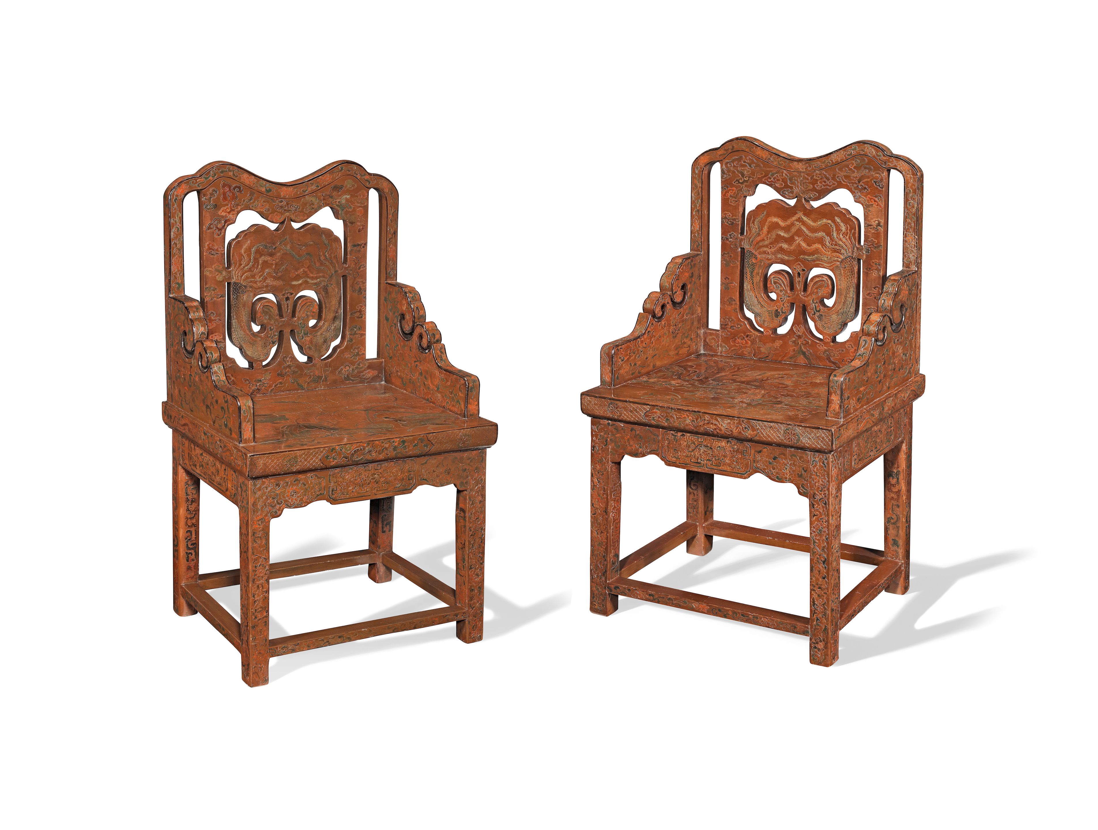 Bonhams : A PAIR OF TIANQI AND QIANGJIN LACQUER ARMCHAIRS 17th/18th ...