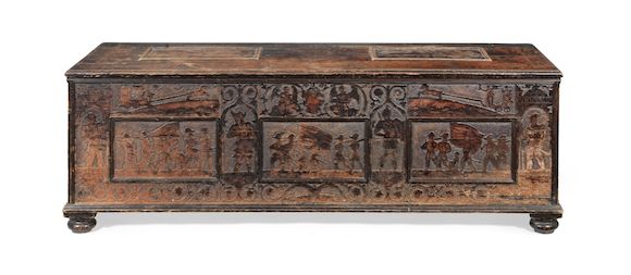 Bonhams : A North Italian cedar and pine Cassone Circa 1600