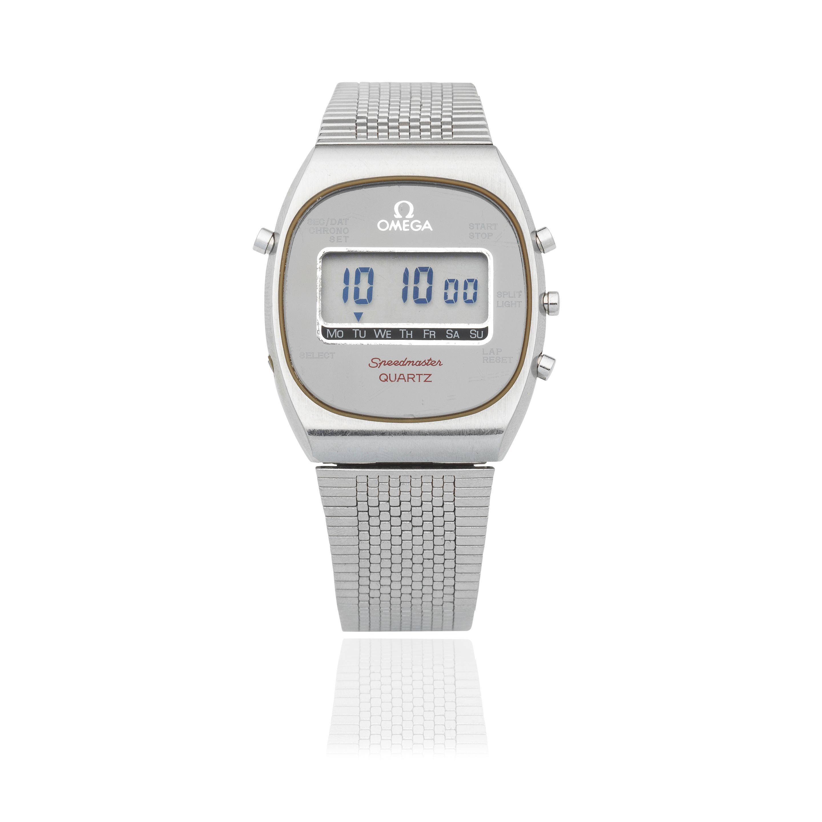 Bonhams : Omega. A stainless steel quartz digital chronograph bracelet ...