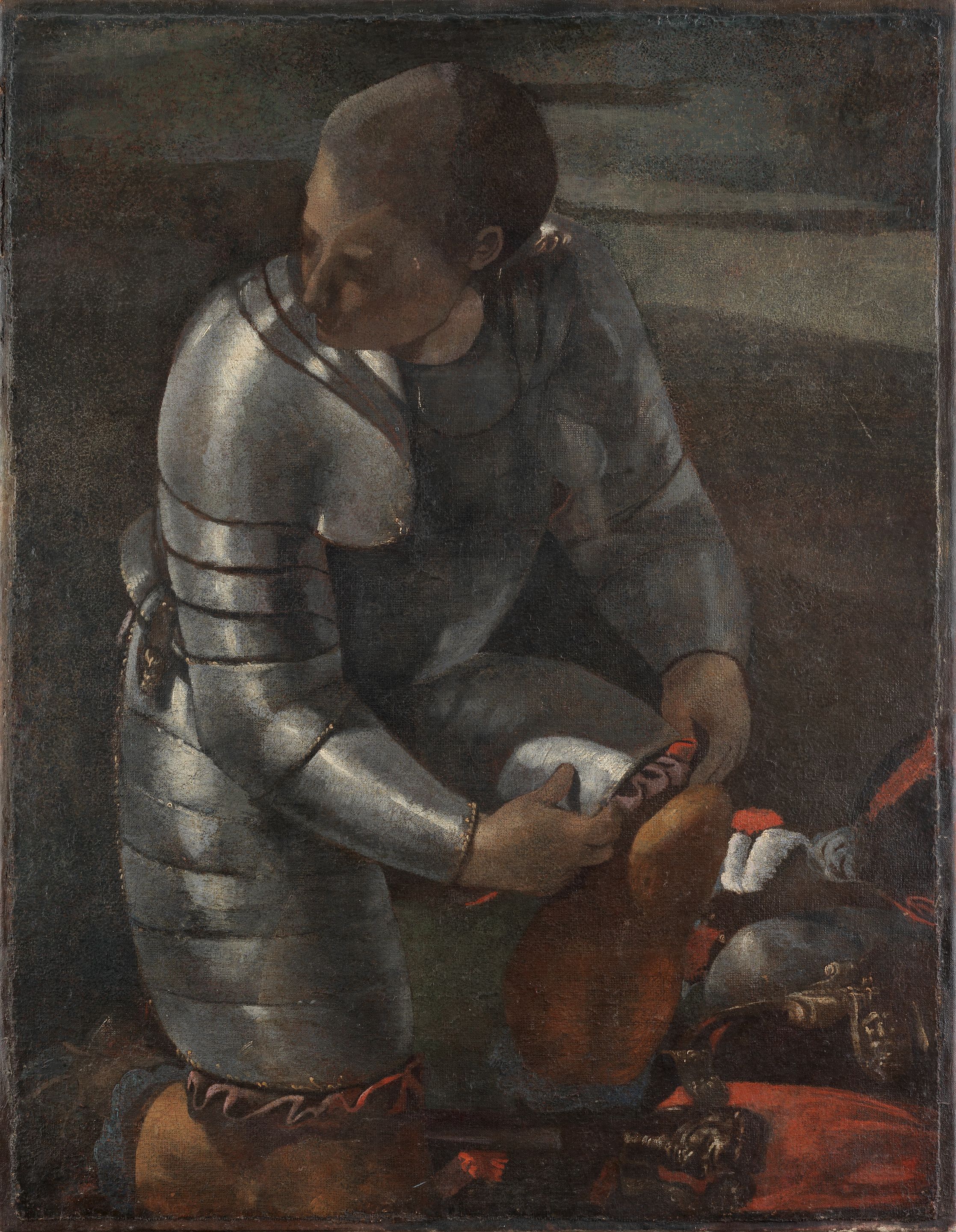 Bonhams : Italian School, circa 1600 A knight putting on his armour ...