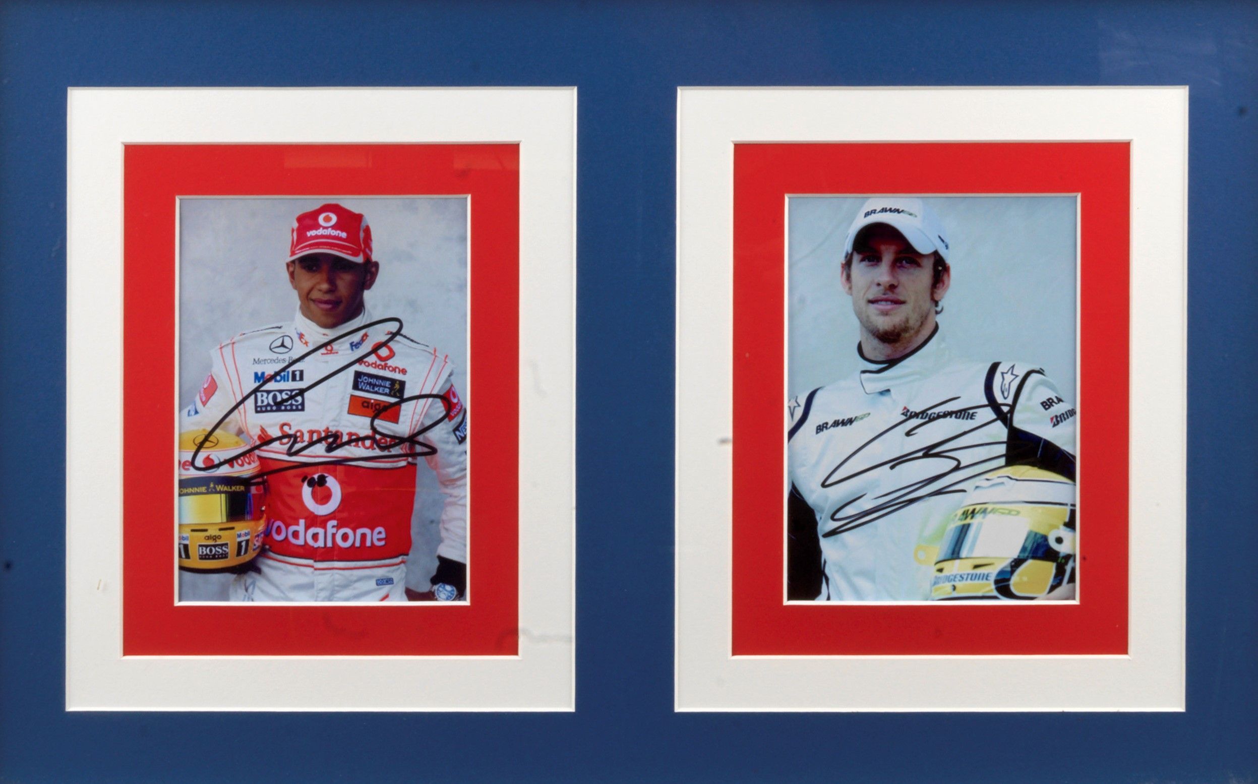 Bonhams Cars : Signed Lewis Hamilton and Jenson Button photographs, ((3))