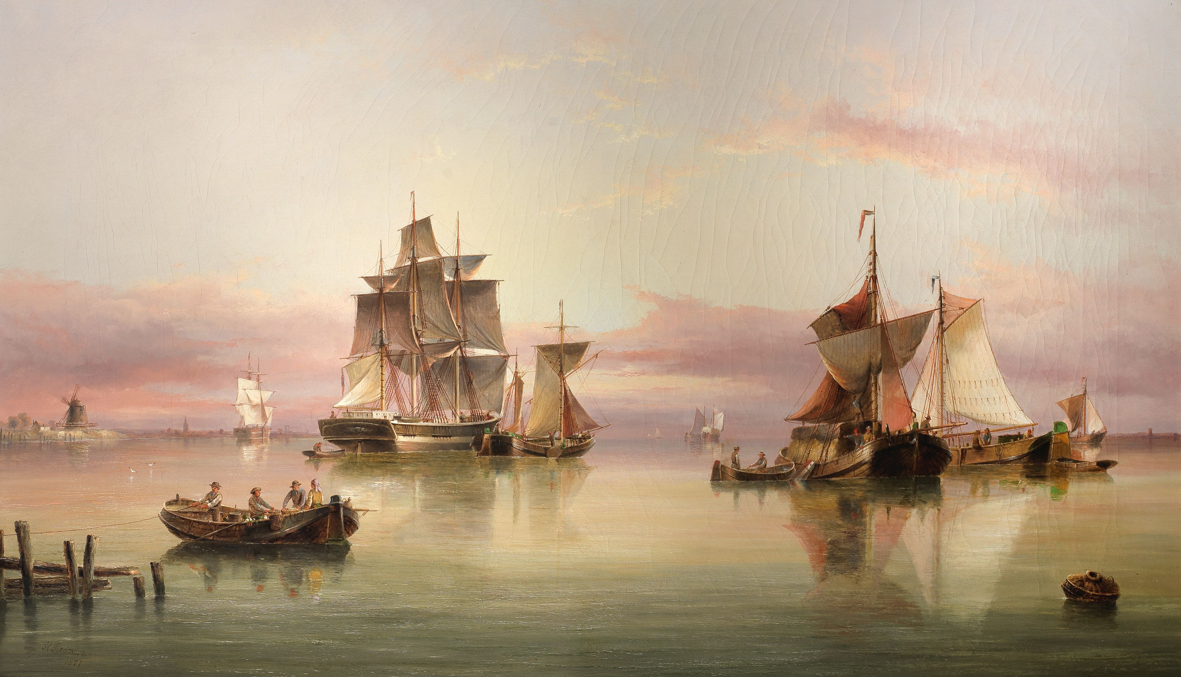 Bonhams : Henry Redmore (British, 1820-1887) 'Morning on the Elbe'