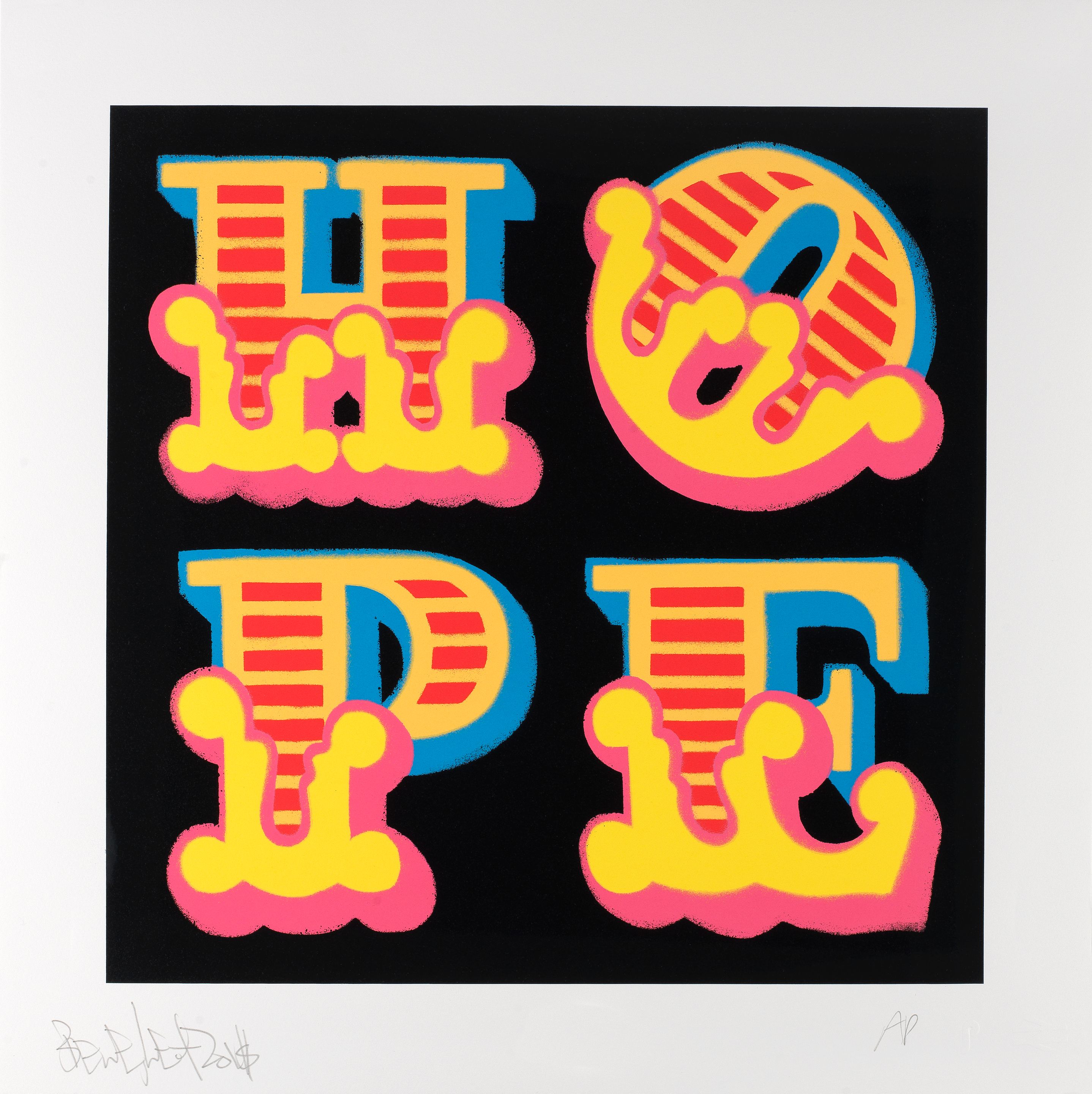 Bonhams : Ben Eine (British, born 1970) Hope Screenprint in colours with varnish, 2018, on heavy ...