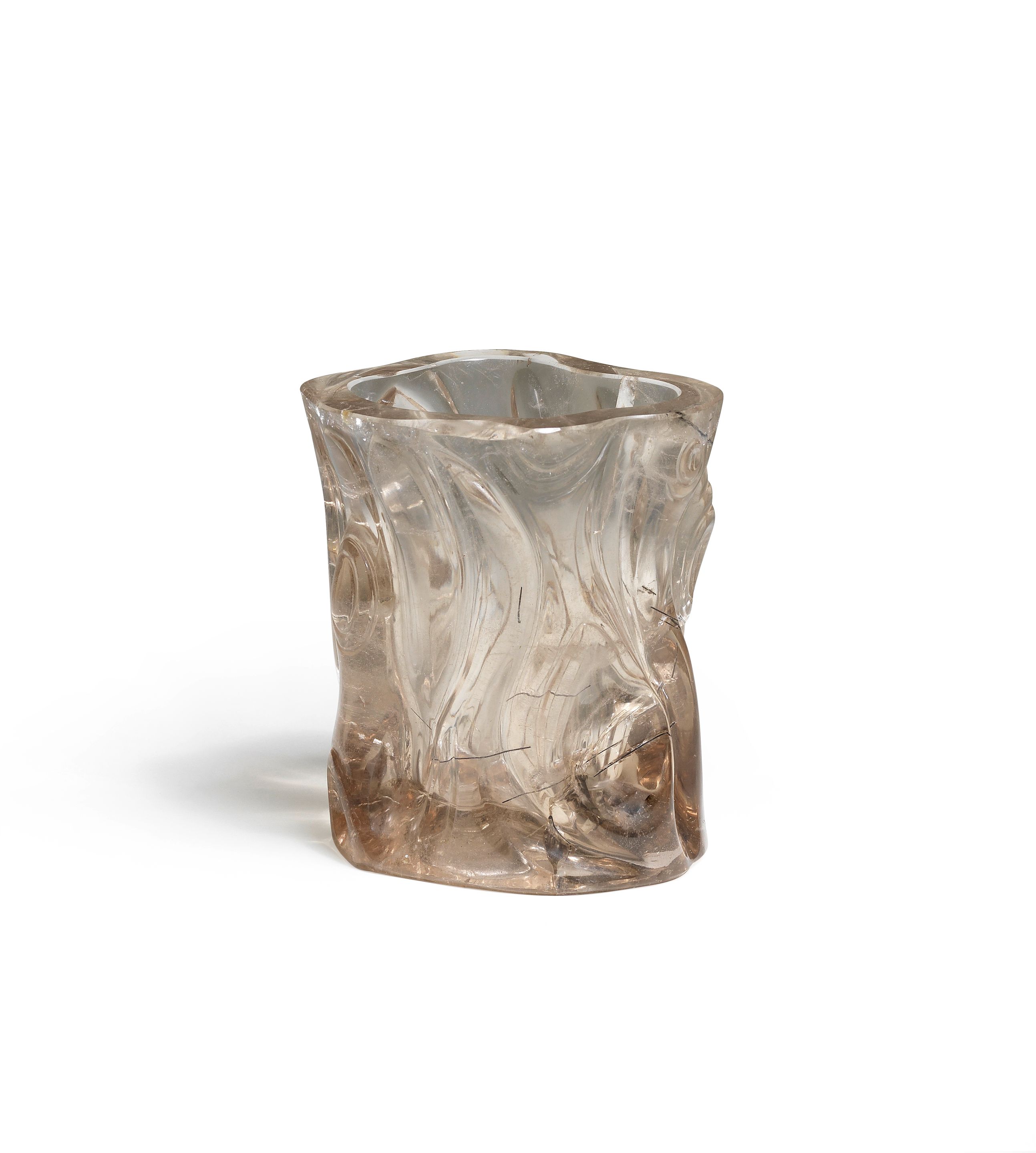 Bonhams : A RARE ROCK CRYSTAL TREE-TRUNK-SHAPED BRUSHPOT, BITONG Mid ...