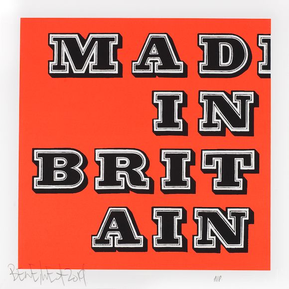 Bonhams : Ben Eine (British, born 1970) Mad in Britain (Fluro Orange ...