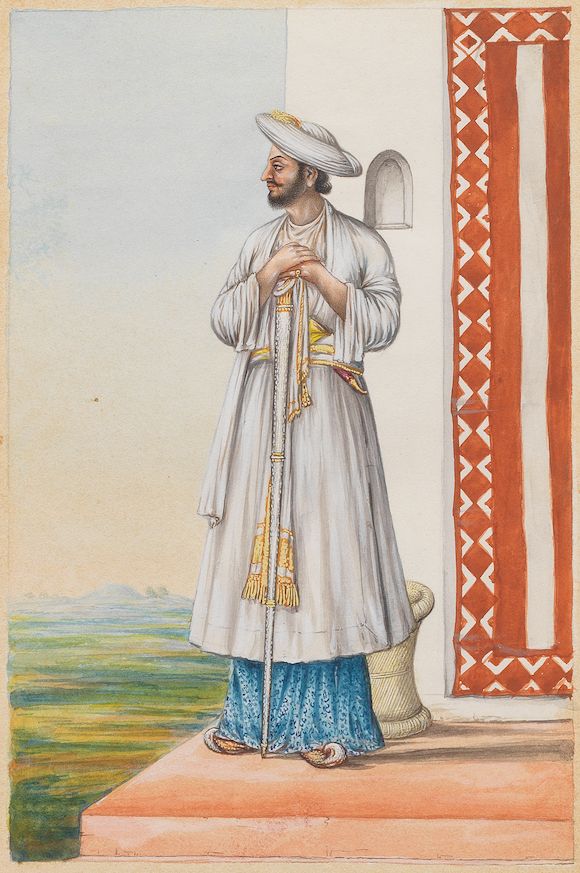 Bonhams : A senior servant, with a silver staff of office, standing on ...