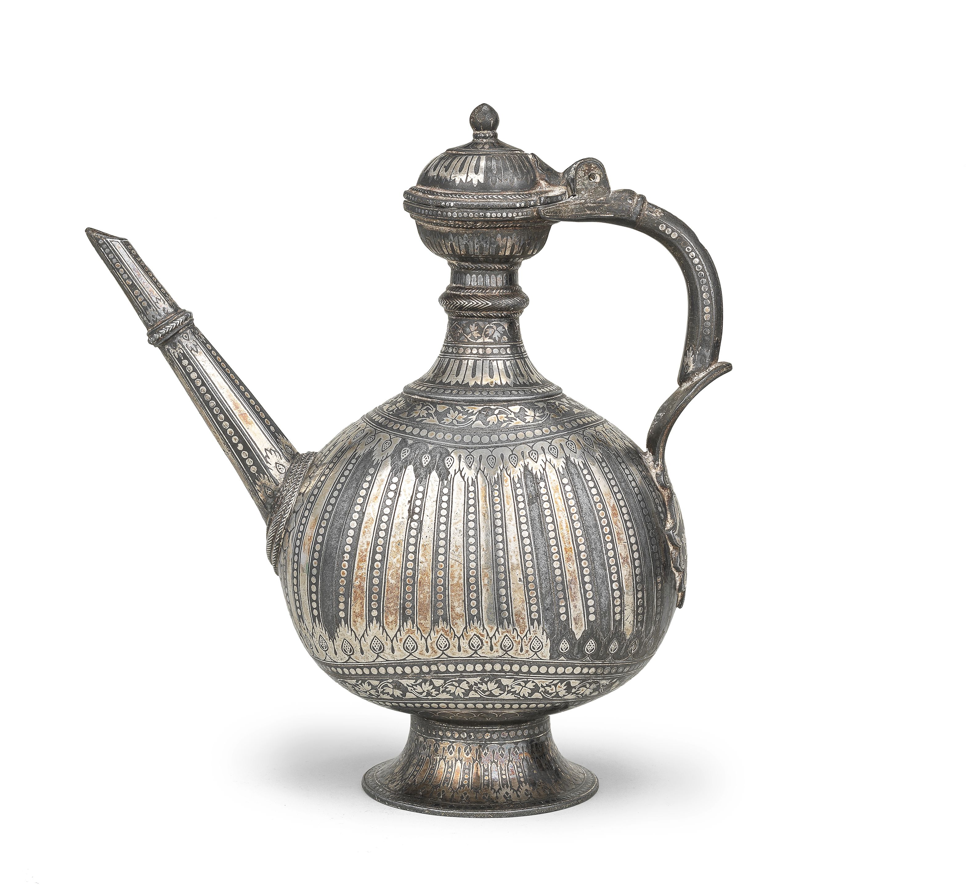 Bonhams : A silver-inlaid alloy bidri ewer India, 17th/ 18th Century