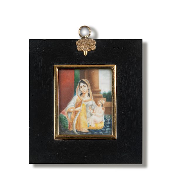 Bonhams : Two portraits depicting a courtesan with a child and an ...