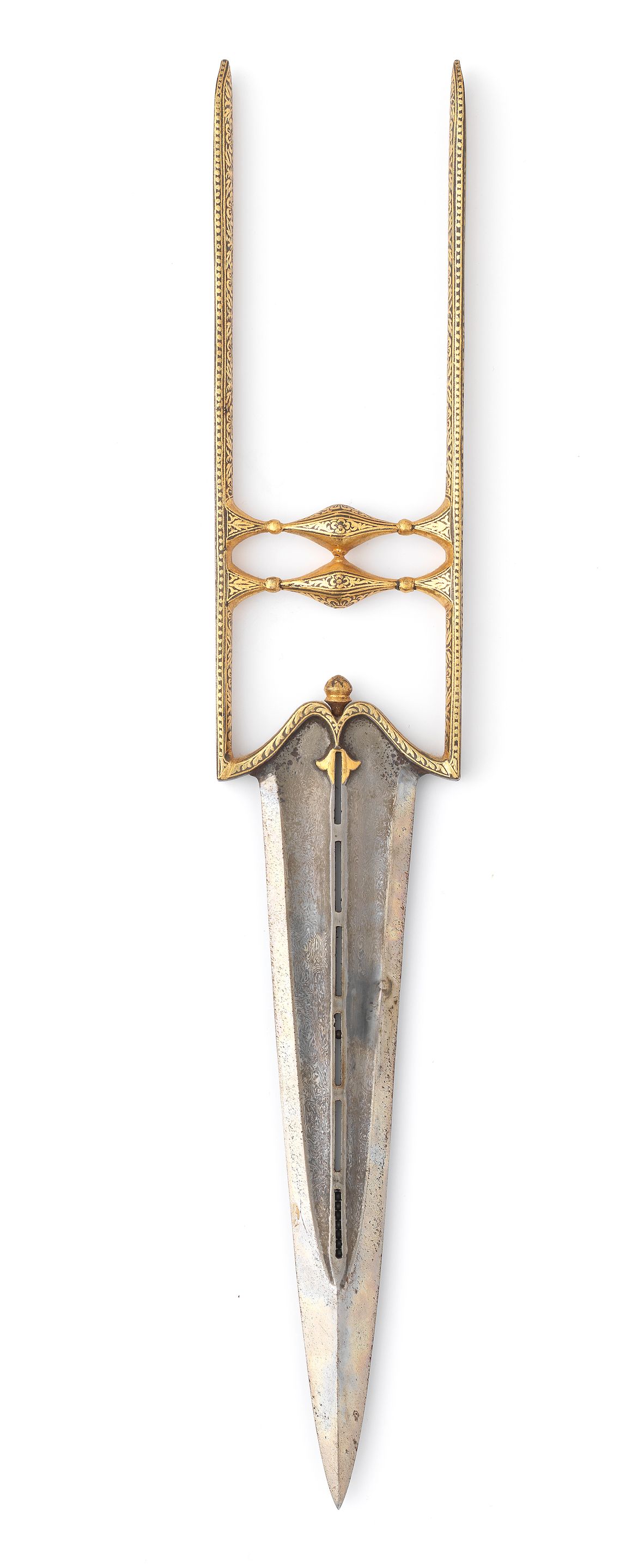 Bonhams : A gold damascened steel 'tears of the wounded' push dagger ...