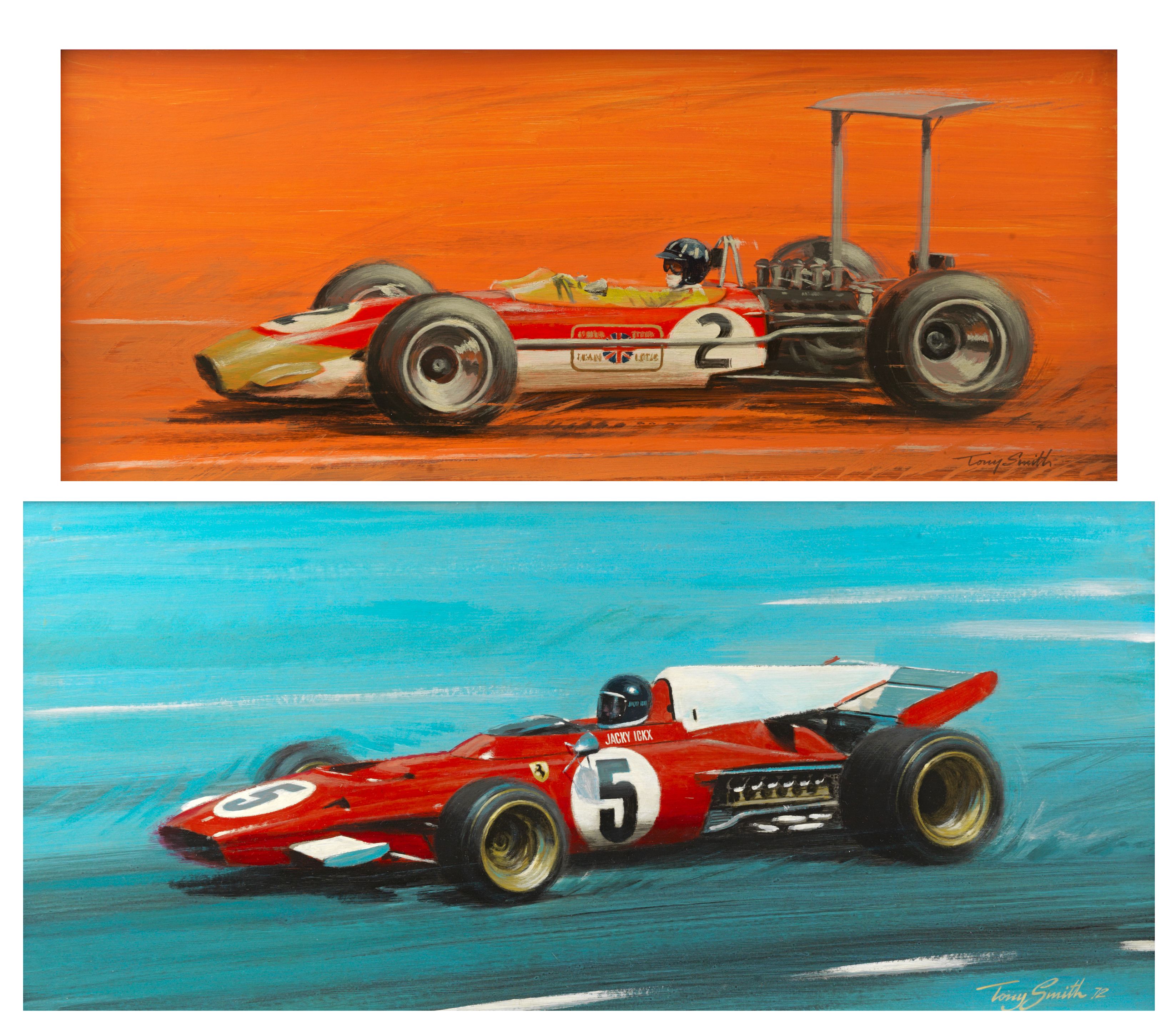 Bonhams Cars : Tony Smith (British, 1932- ); two Formula 1 paintings,