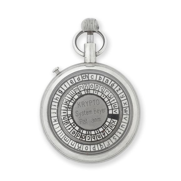 Bonhams : A RARE SYSTEM BEYER KRYPTO POCKET WATCH CIPHER, DANISH, CIRCA ...