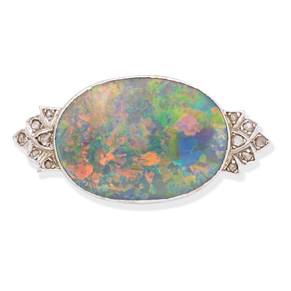 Bonhams : OPAL AND DIAMOND BROOCH