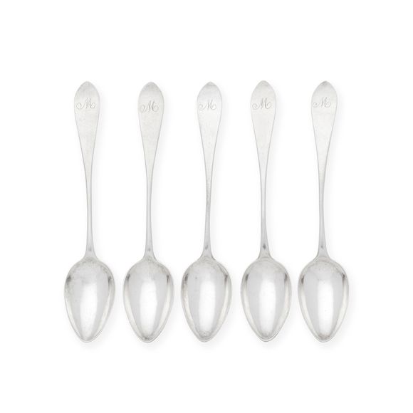 Bonhams : A SET OF FIVE GEORGE III POINTED-END TEASPOONS By Robert Keay ...