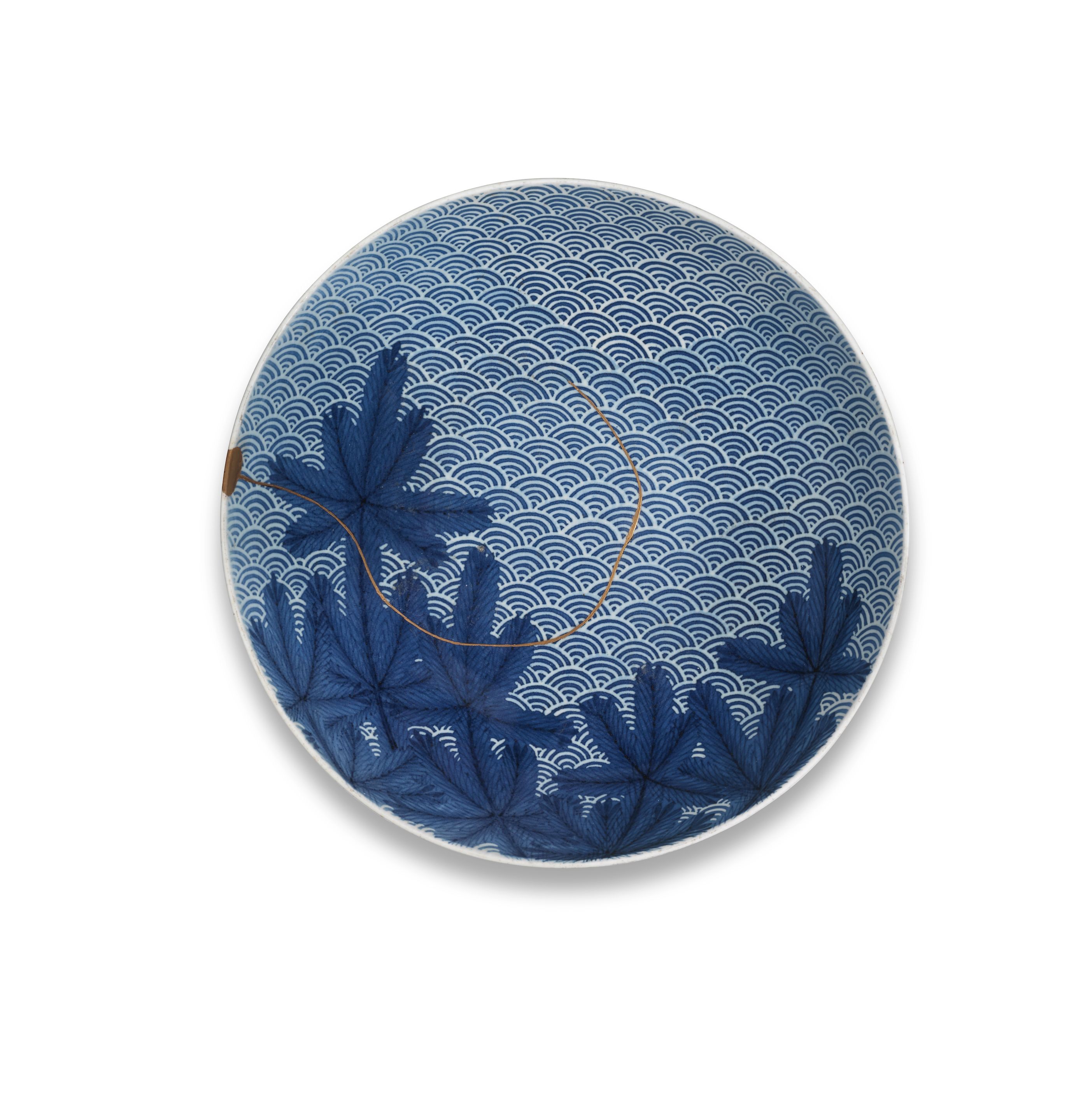 Bonhams : A PORCELAIN BLUE AND WHITE SHAKUZARA (LARGE DISH) Nabeshima ...