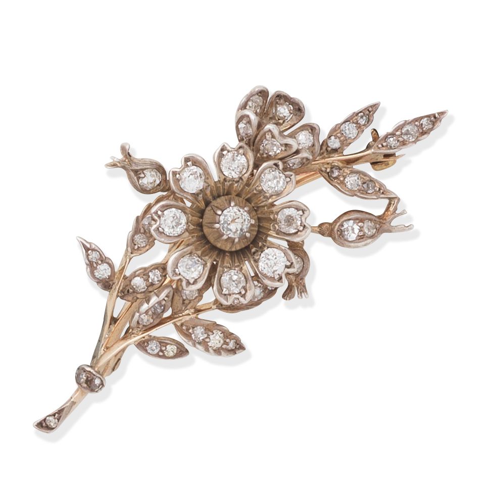 Bonhams : DIAMOND FLOWER BROOCH