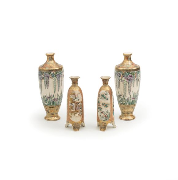 Bonhams : TWO PAIRS OF SATSUMA VASES The first pair by Ryuzan, the ...