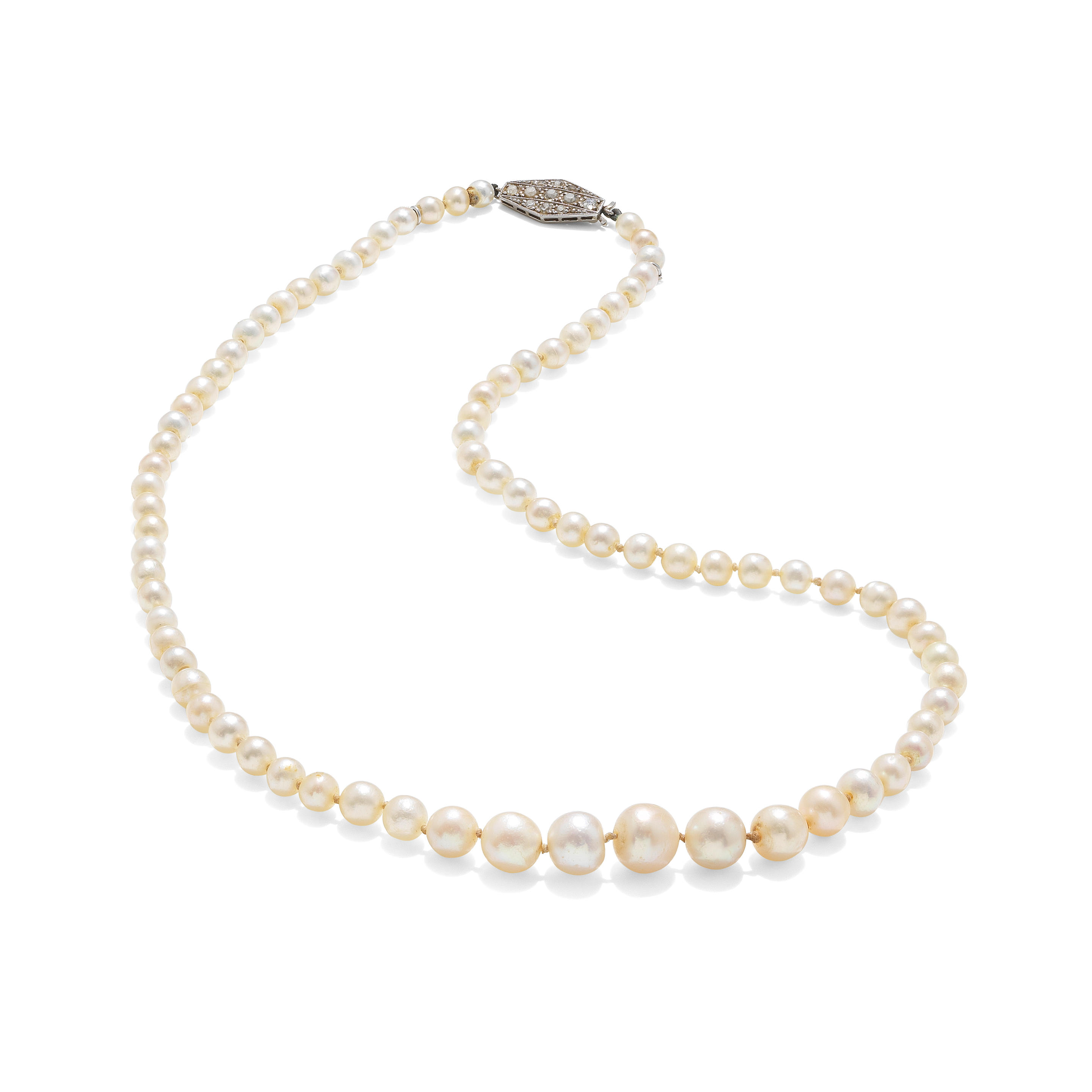 Bonhams Natural Pearl And Diamond Necklace