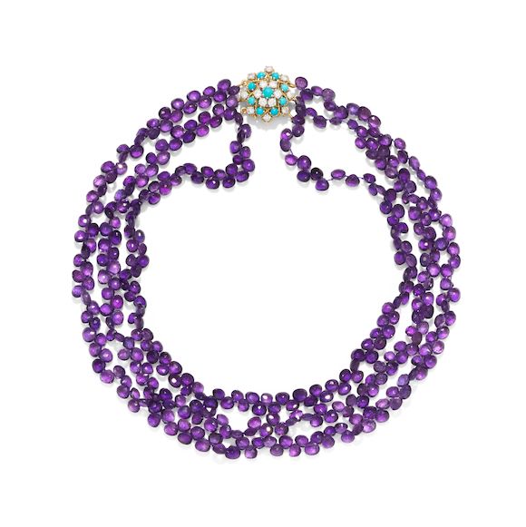 Bonhams : CARTIER: AMETHYST BEAD AND GEM-SET NECKLACE