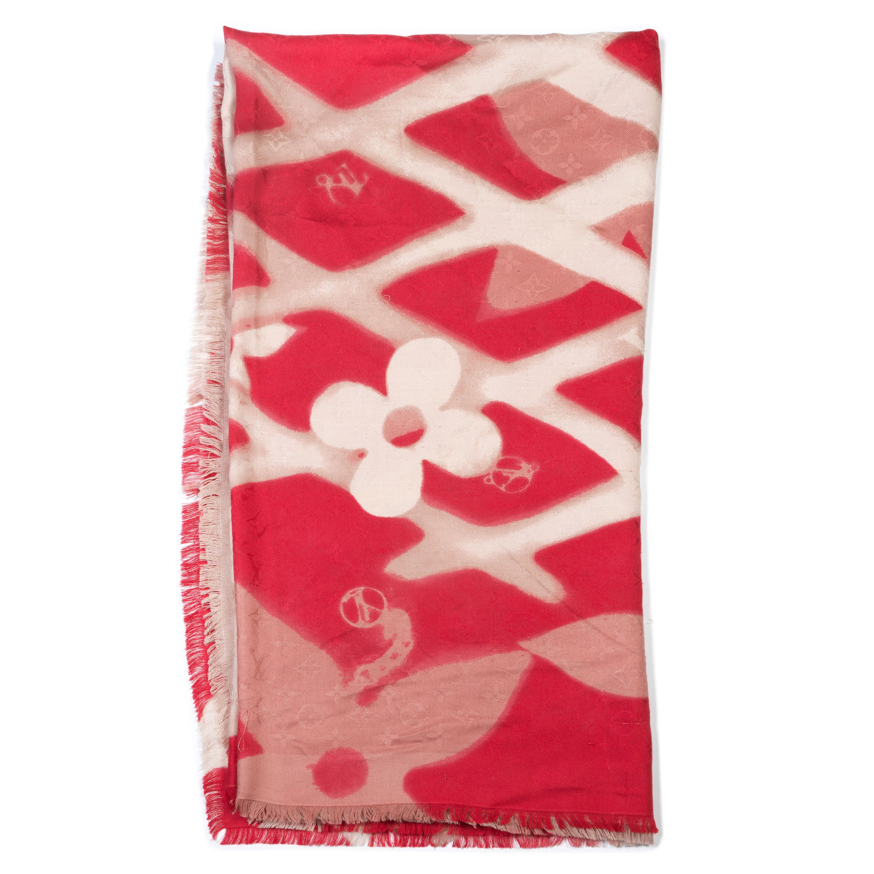 Bonhams : Louis Vuitton a Red and Cream X-Ray Monogram Shawl