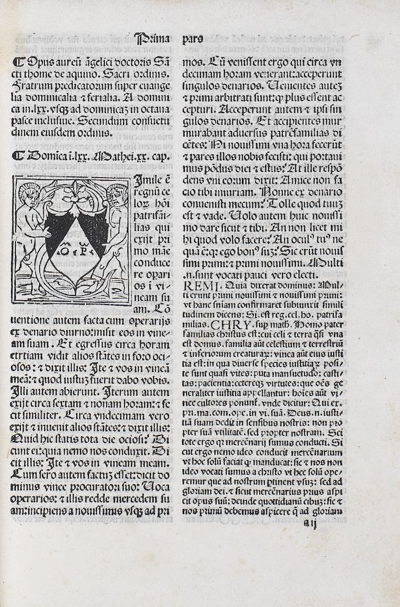 Bonhams : AQUINAS (THOMAS) Catena aurea super evangelia dominicalia et ...