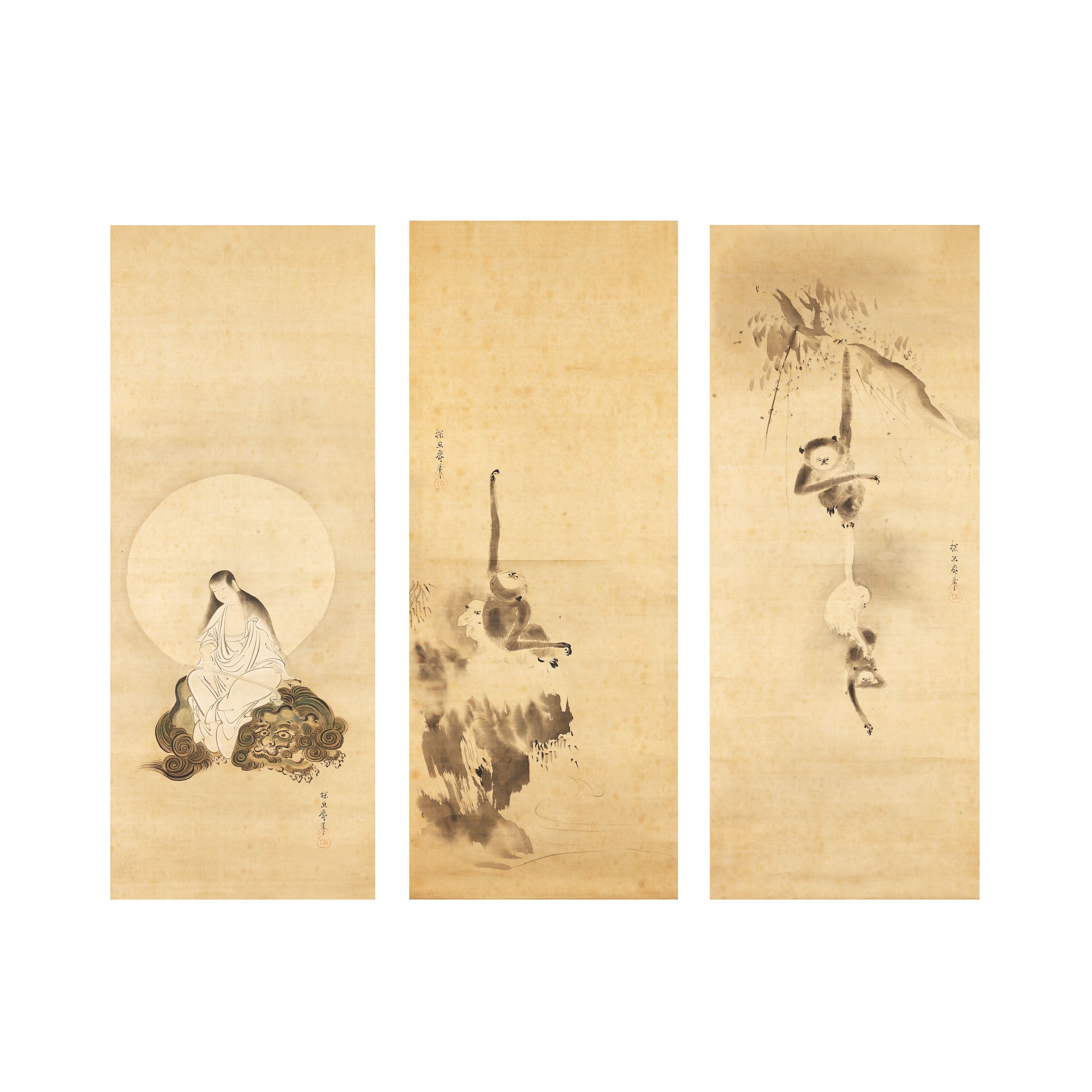 Bonhams : ATTRIBUTED TO KANO TAN'YU (1602-1674) Monkeys and Kannon (3)