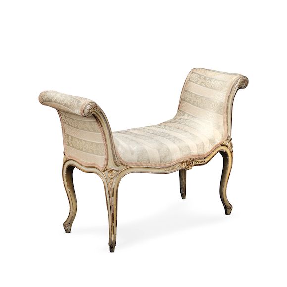 Bonhams : A Louis IV carved painted and parcel gilt window seat 18th ...