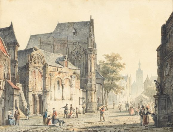 Bonhams : Cornelis Springer (Dutch, 1817-1891) A market place ...