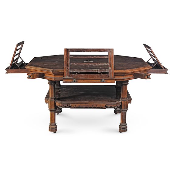 Bonhams : A rare mid-Victorian figured walnut and walnut music table