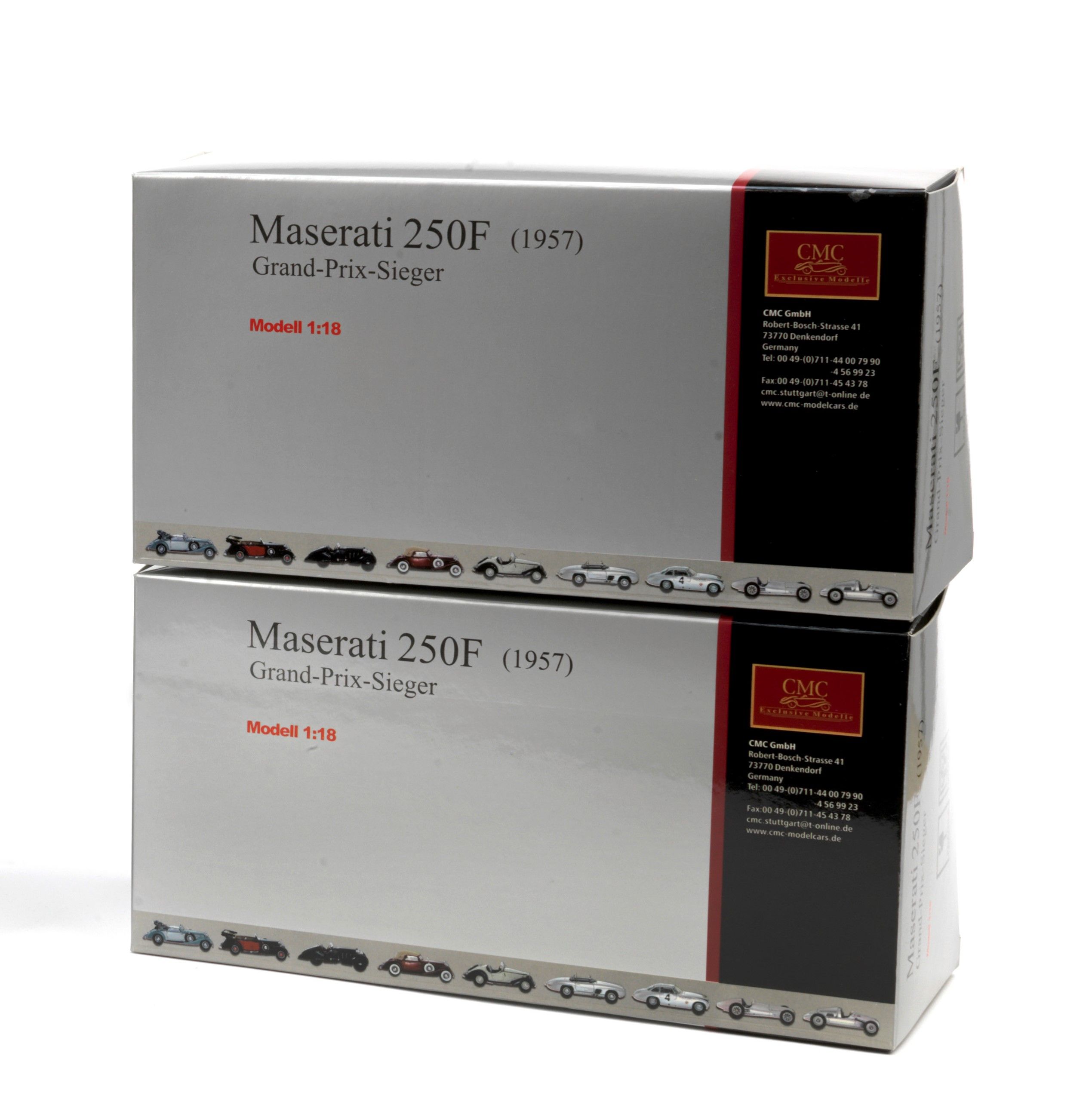 Bonhams Cars : Two boxed 1:18 scale models of Juan Manuel Fangio's 1957 ...