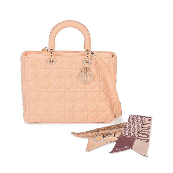 Bonhams : Christian Dior: a Peach Lambskin Large Lady Dior 2019 ...