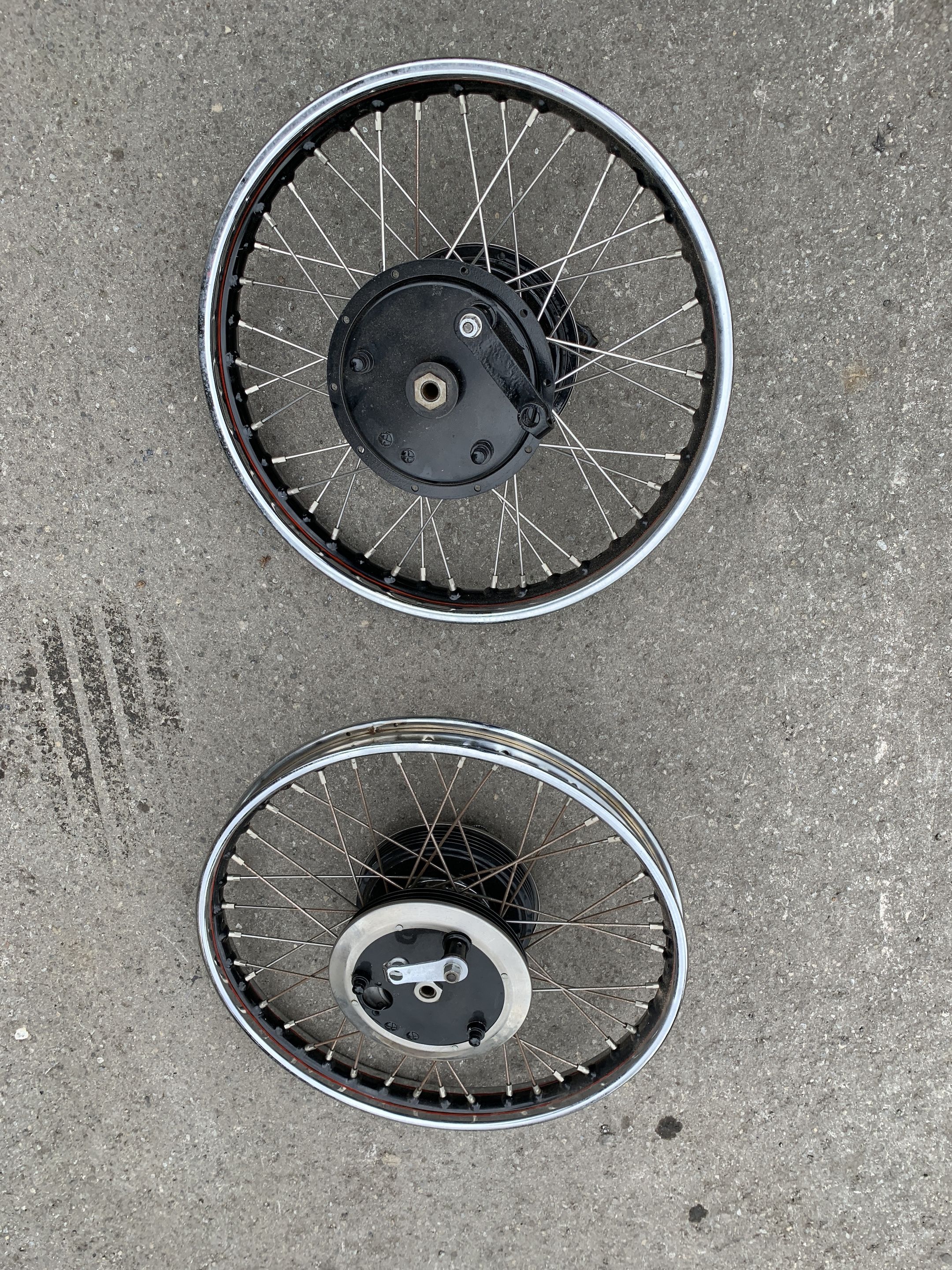 Bonhams Cars : Two Vincent type front wheels ((2))