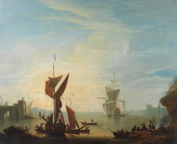 Bonhams : Peter Monamy (London 1681-1749) British warship lying off a ...