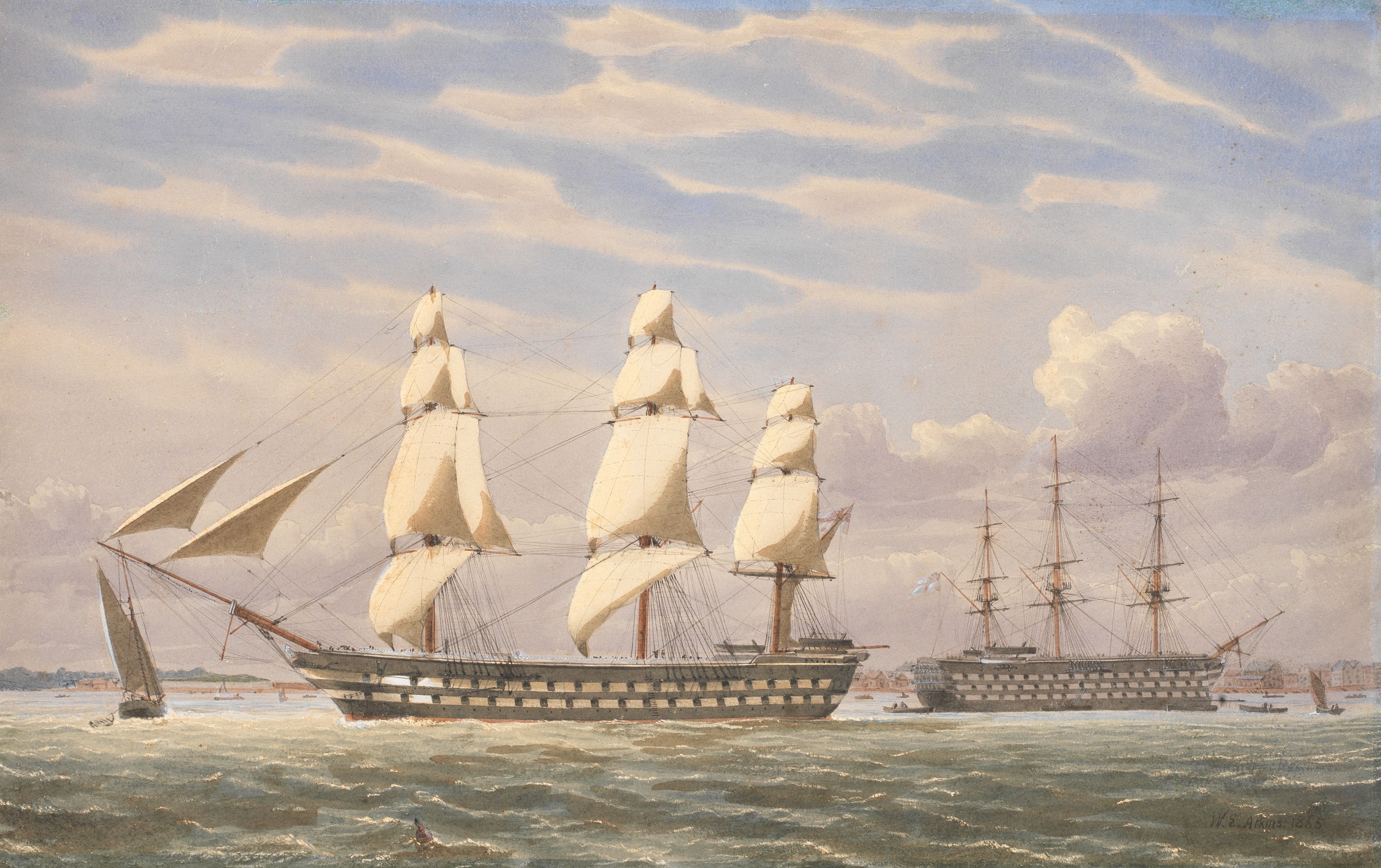 Bonhams : William Edward Atkins (British, 1842-1910) HMS Edgar sailing ...