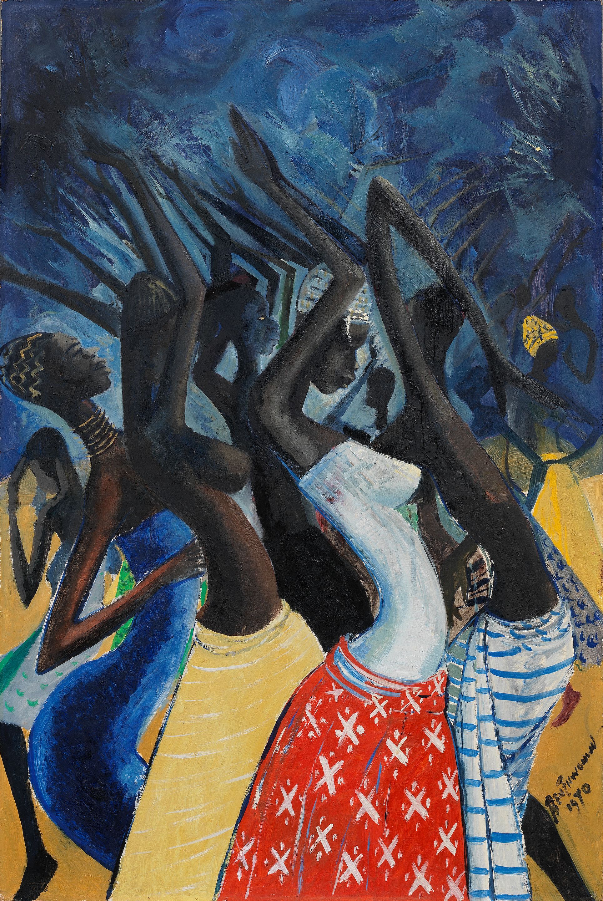 Bonhams : Benedict Chukwukadibia Enwonwu M.B.E (Nigerian, 1917-1994) Africa Dances (framed)