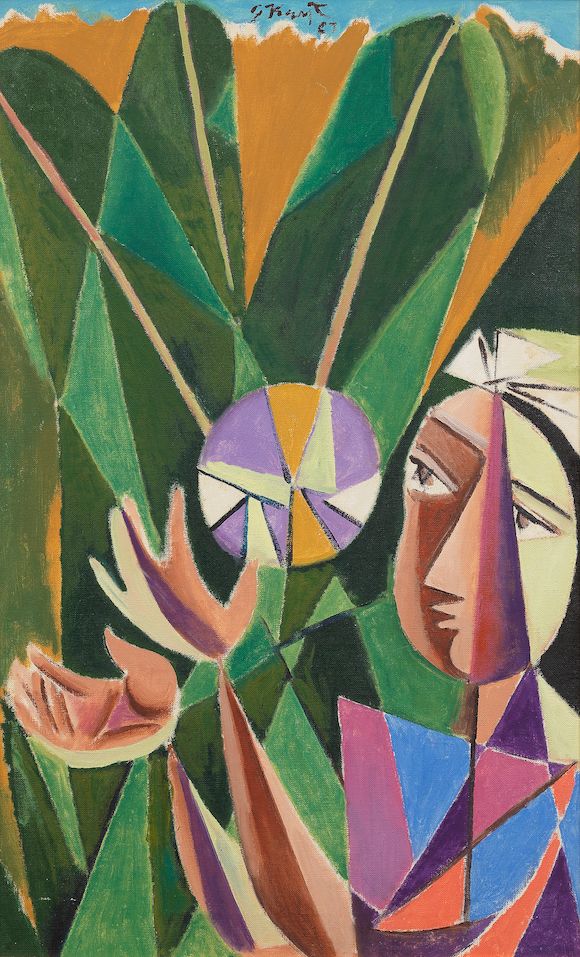 Bonhams : George Keyt (Sri Lankan, 1901-1993) Untitled (Girl with Ball)