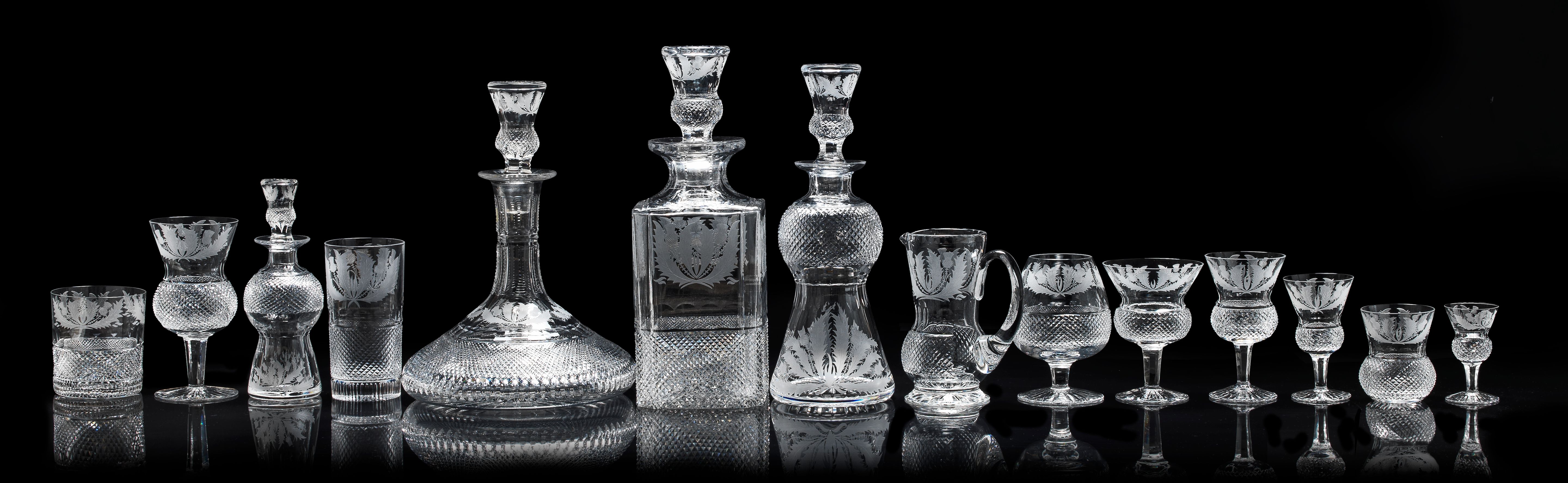 Bonhams : A SUITE OF EDINBURGH CRYSTAL THISTLE PATTERN GLASSWARE ...