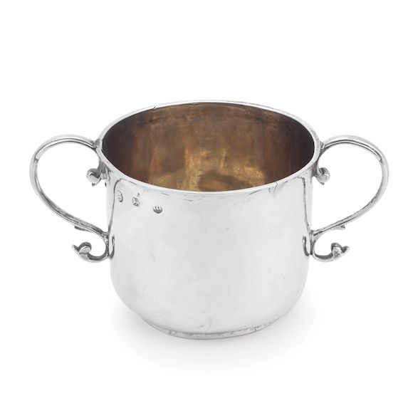 Bonhams : A William and Mary silver porringer maker's mark WM, plume ...