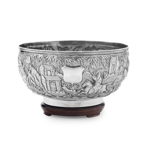 Bonhams : A Chinese Export silver bowl and stand Wang Hing, Hong Kong ...